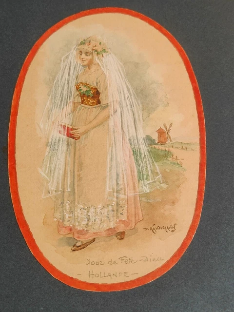 MAGNIFIQUE AQUARELLE DE Paul KAUFFMANN ALSACE "Jour de fête Dieu-Hollande " EUR 90,00 - PicClick FR